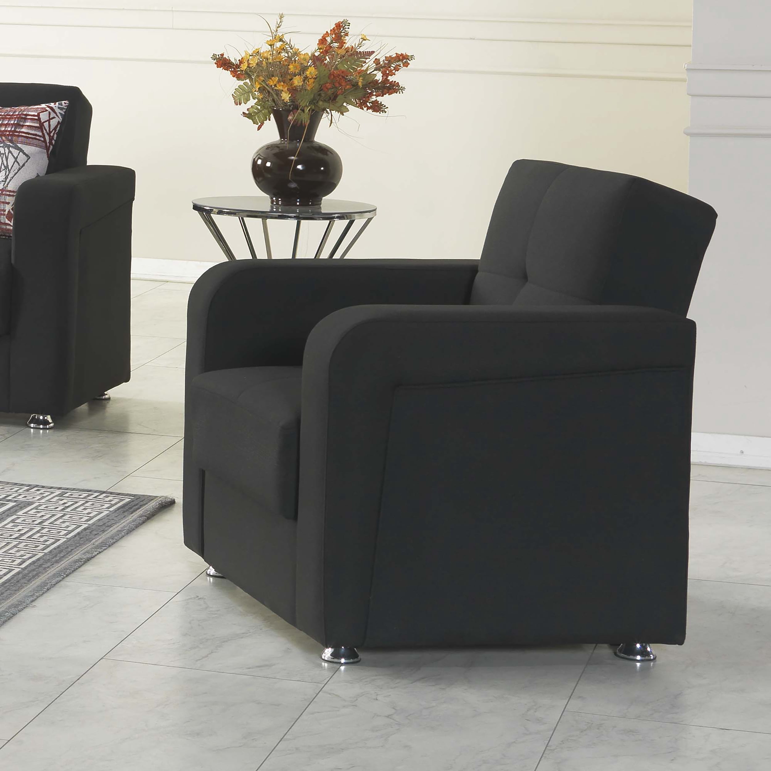 Ottomanson Symphony Convertible Arm Chair, Black Chenille - Walmart.com