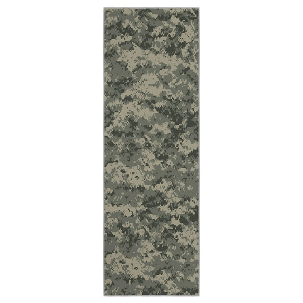 Ottomanson US ARMY Camouflage Machine Washable Non-Slip Rubberback 2x5 ...