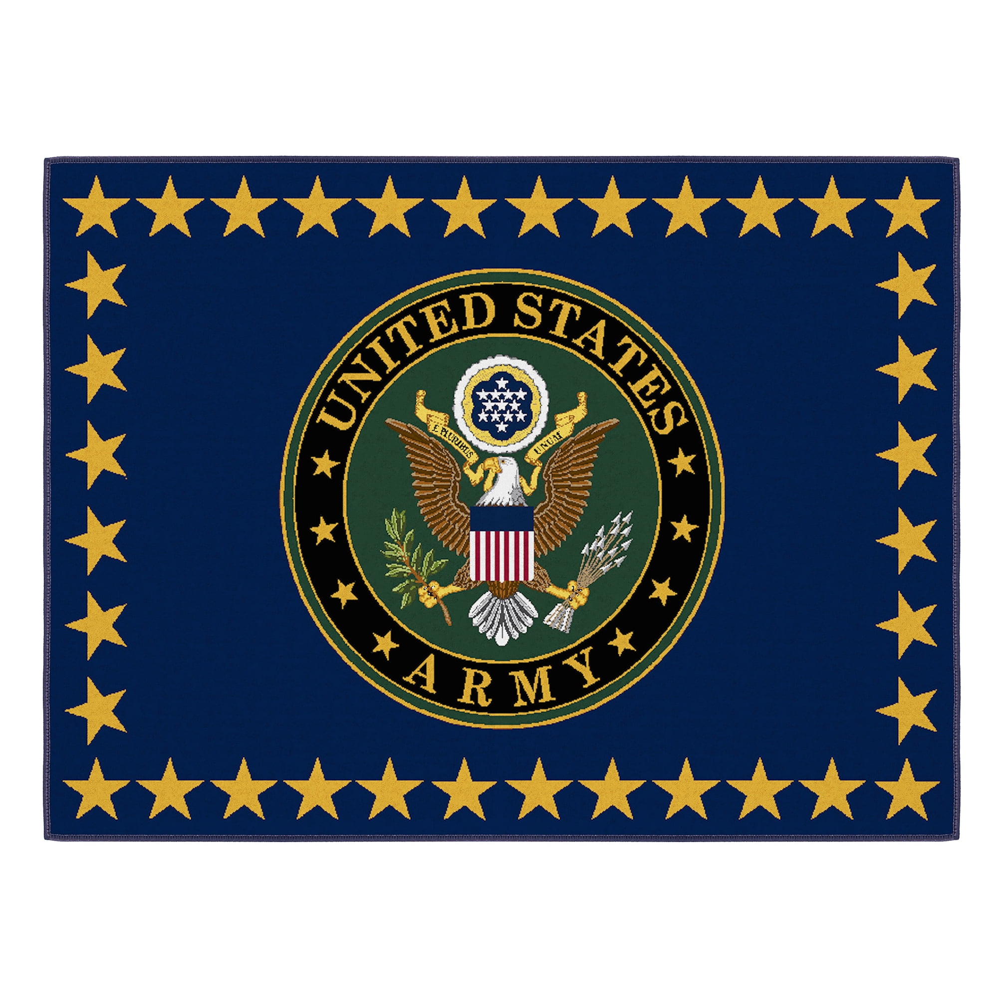 Ottomanson US ARMY Stars Logo Machine Washable Non-Slip Rubberback 2x3 ...