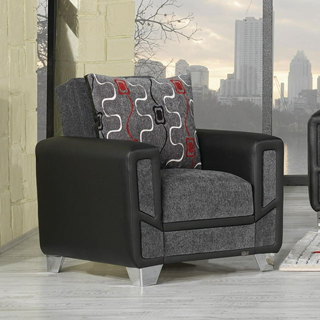 Free Shipping! Ottomanson Convertible Arm Chair Gray Chenille Sleeper ...
