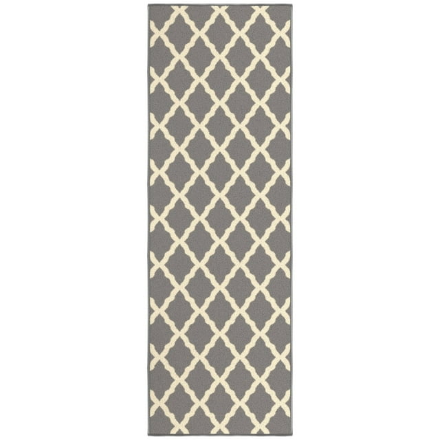 Ottomanson Washable Non-Slip Rubberback Moroccan Trellis 2x5 Runner Rug ...