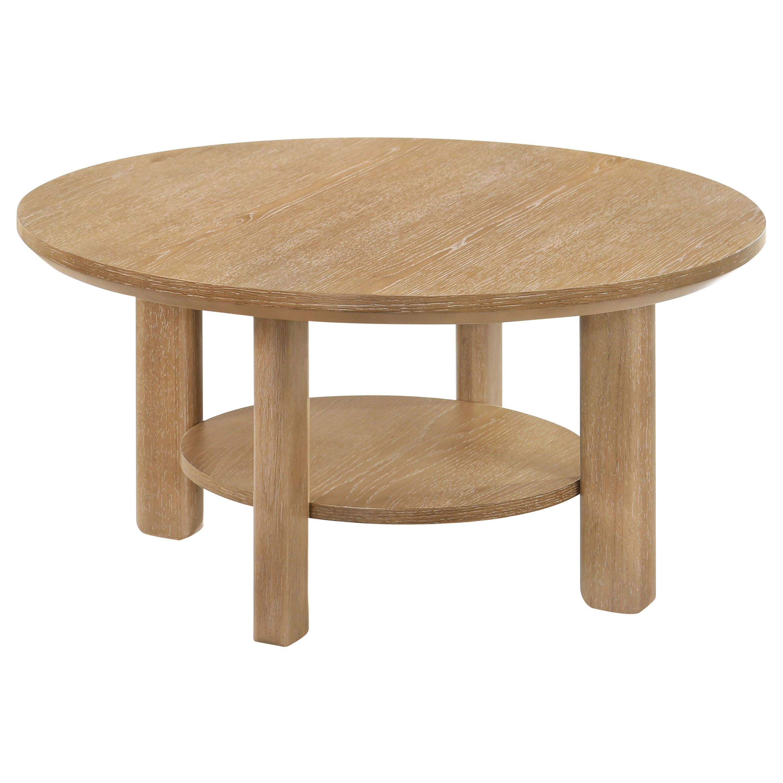 Ottowa 36-inch Round Wood Cocktail Coffee Table Light Oak - Walmart.com
