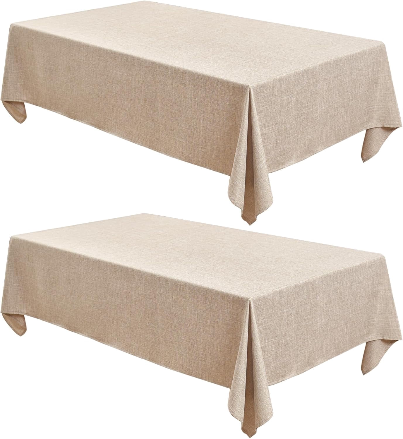 Ottowood Faux Linen Tablecloth Rectangle 54 x 78 Inch, Nature - 2 Pack ...