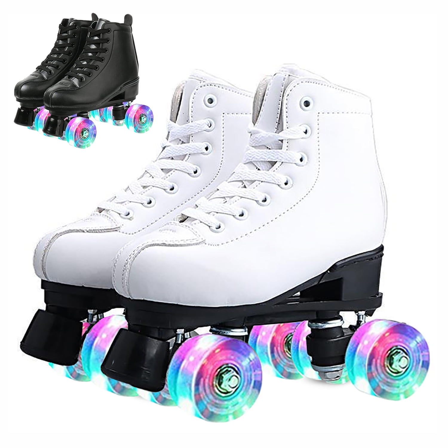 Otufan Women's Sure Grip Roller Skates, Double Row, 4 Flash Wheels ...