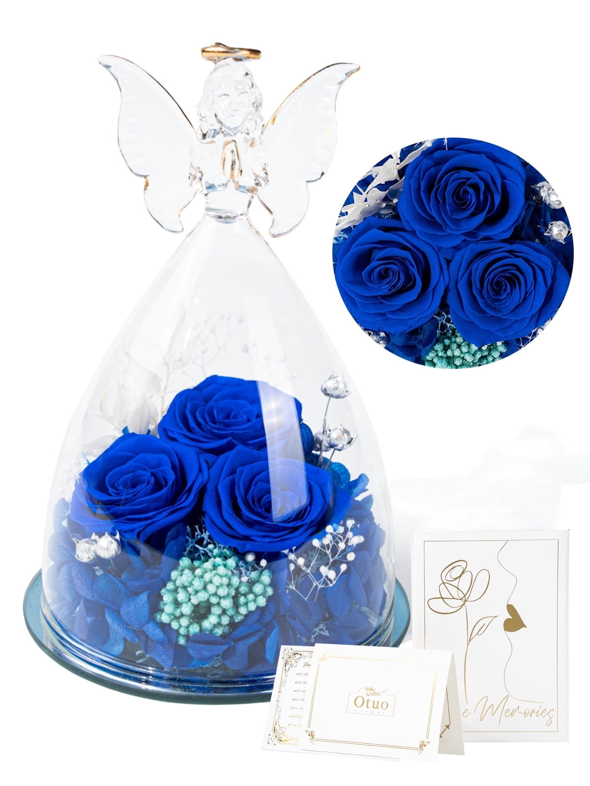 Otuo Preserved Flower Rose Gift in Glass of Angle, 【Large Size】 Eternal ...