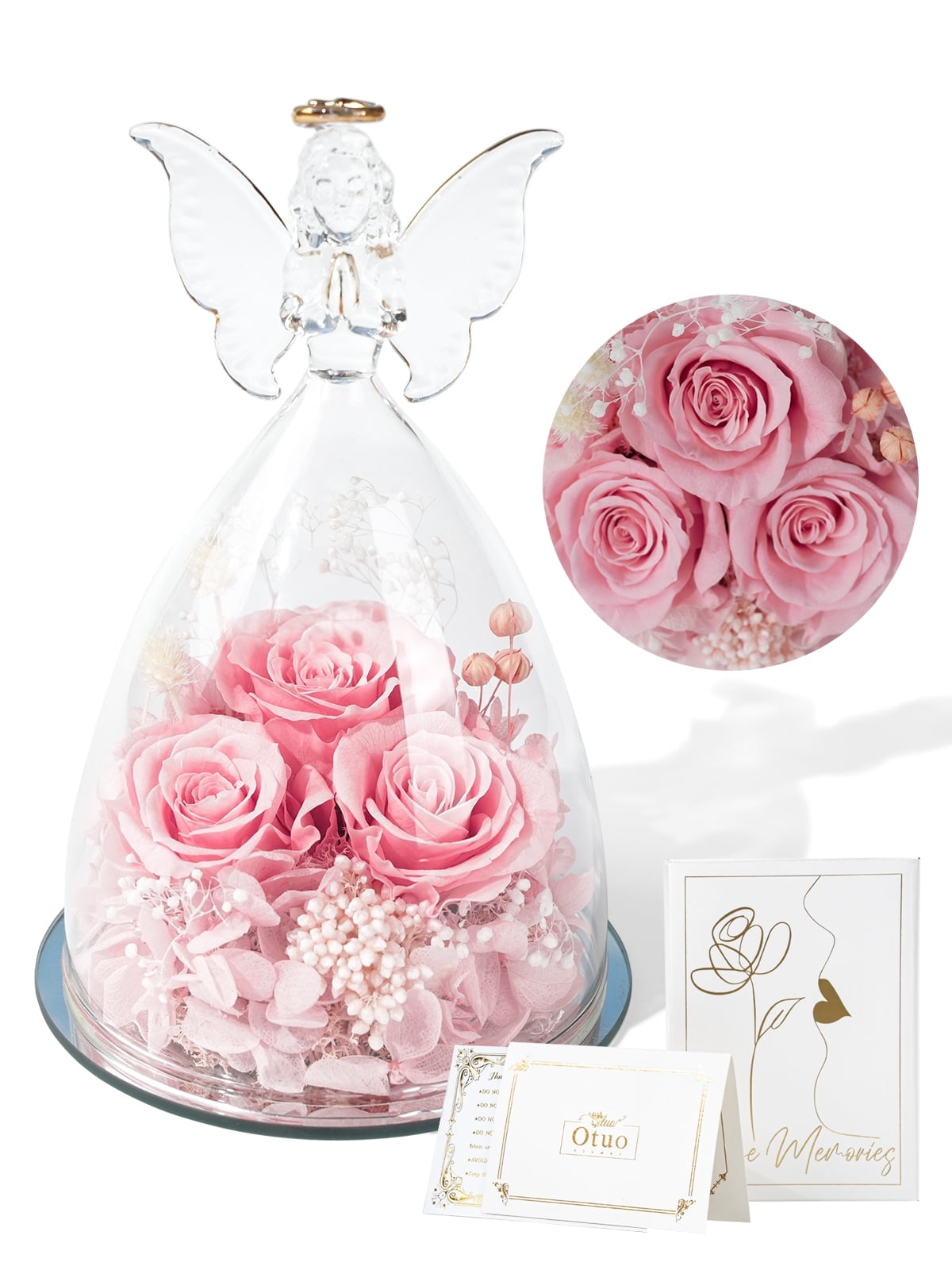Otuo Preserved Flower Rose Gift in Glass of Angle, 【Large Size】 Eternal ...