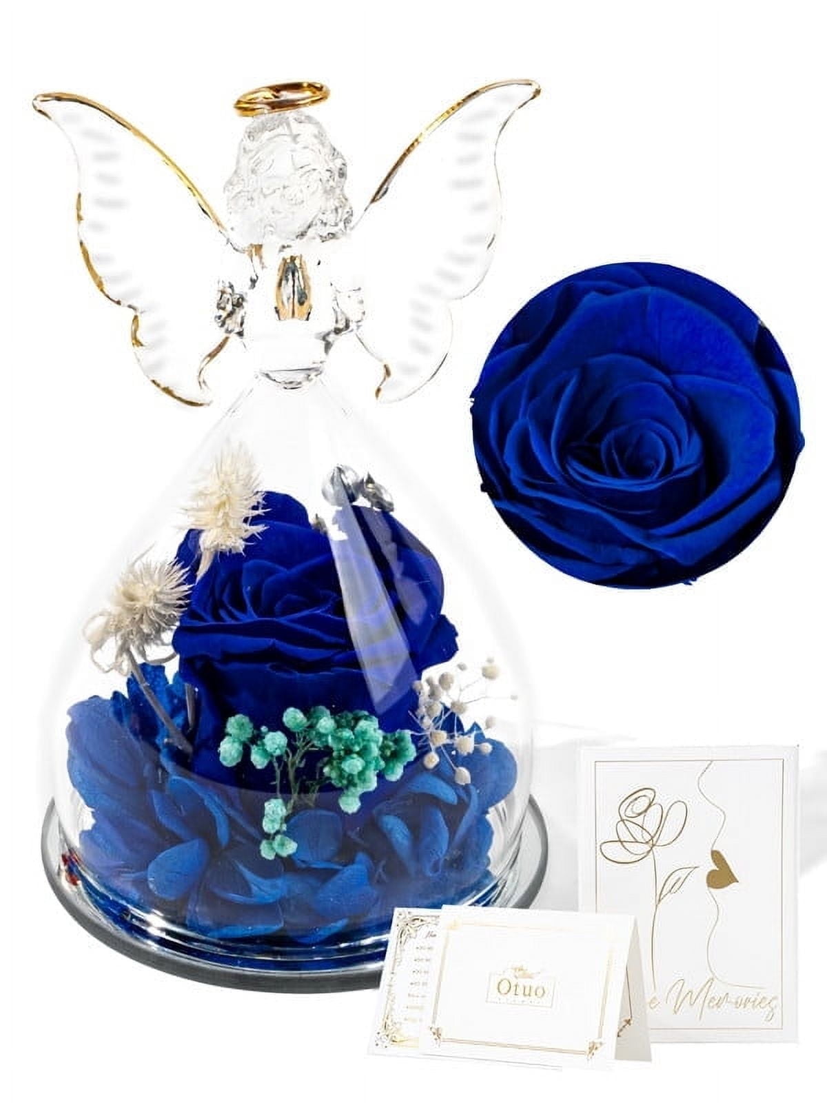 Otuo Preserved Flower Rose Gift in Glass of Angle, 【Medium Size ...