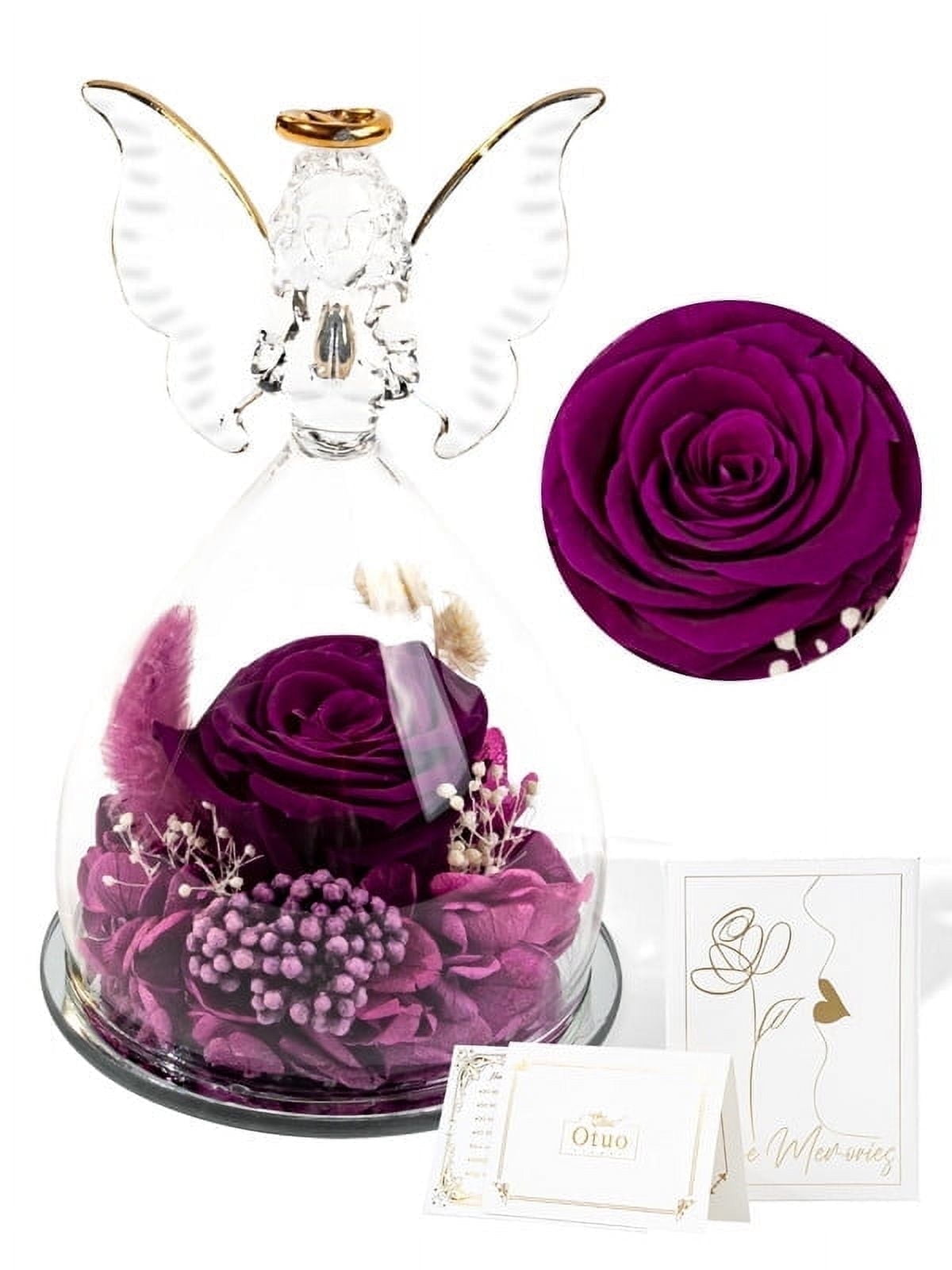 Otuo Preserved Flower Rose Gift in Glass of Angle, 【Medium Size ...
