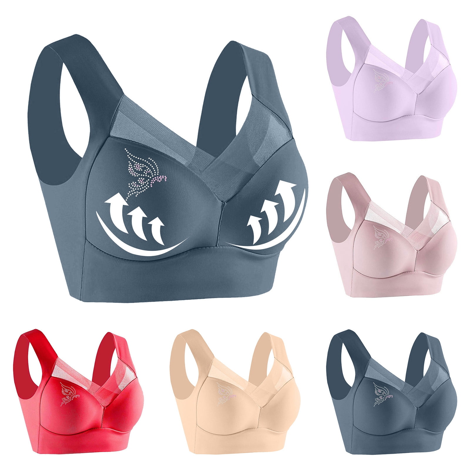 Otvok Plus Size Bras Womens Strapless Lace Underwear with Thin Side ...