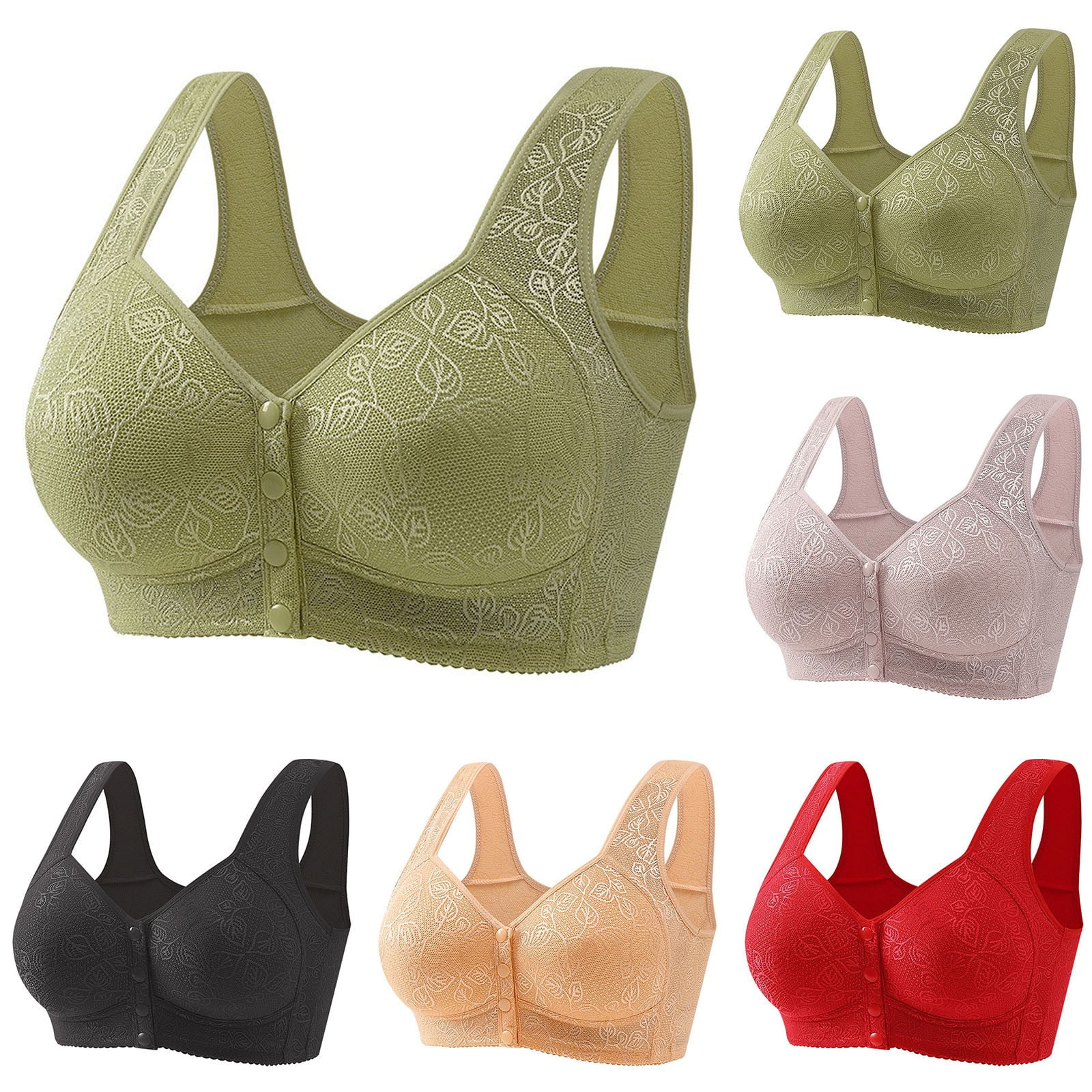 Otvok Women Leopard-Print Front Buckles Underwear No Steel Close Bra ...