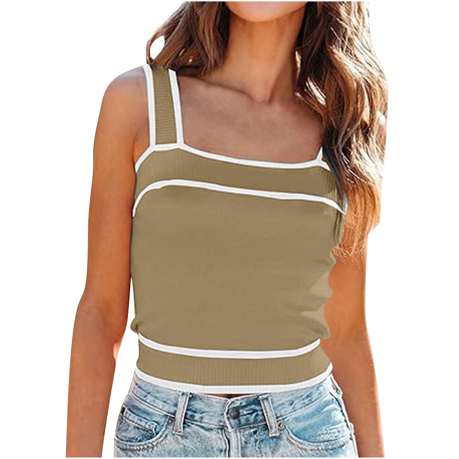 Otvok Tank Top for Womens Summer Sleeveless Scoop Neck Ribbed Knit ...