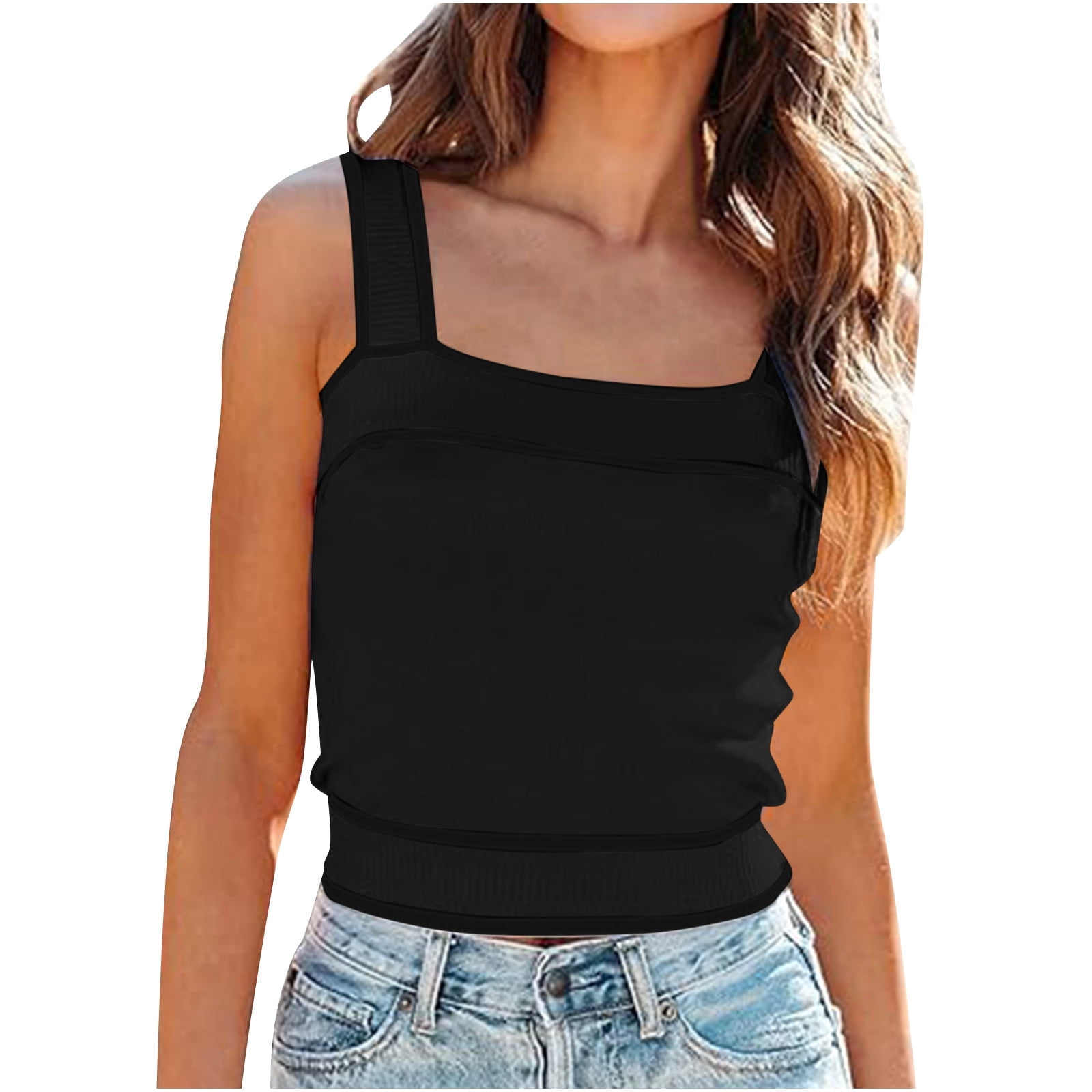 Otvok Tank Top for Womens Summer Sleeveless Scoop Neck Ribbed Knit ...
