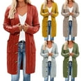 Otvok Womens Outerwear Clearance Cable Knit Long Cardigan Open Front ...