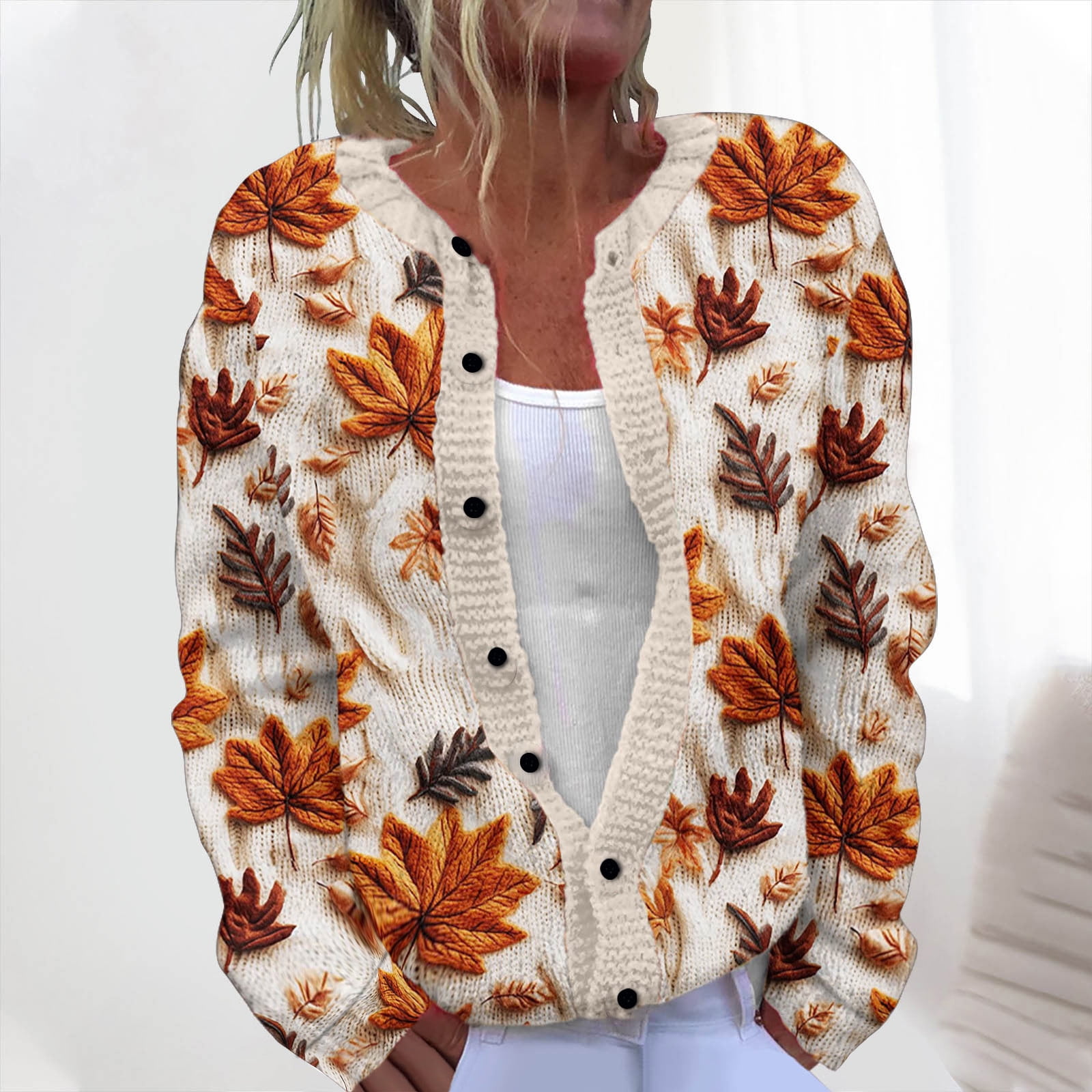 Otvok Womens Winter Cardigan Sweaters Long Sleeve Open Front Button ...