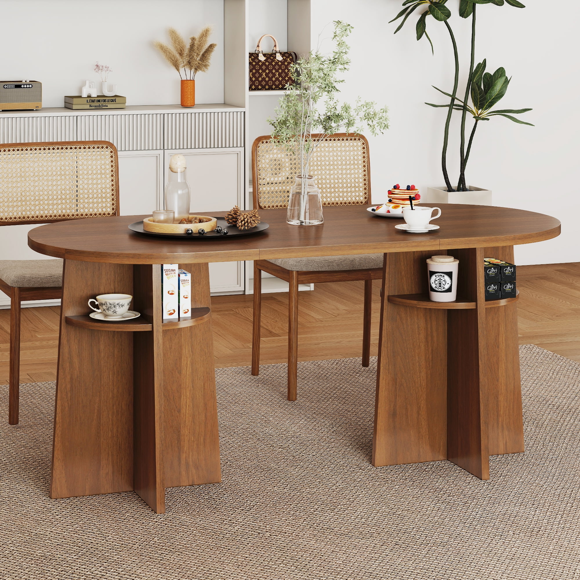 Oubayajia 63” Dining Table for 4-6 People, Oval Kitchen Table, Modern ...