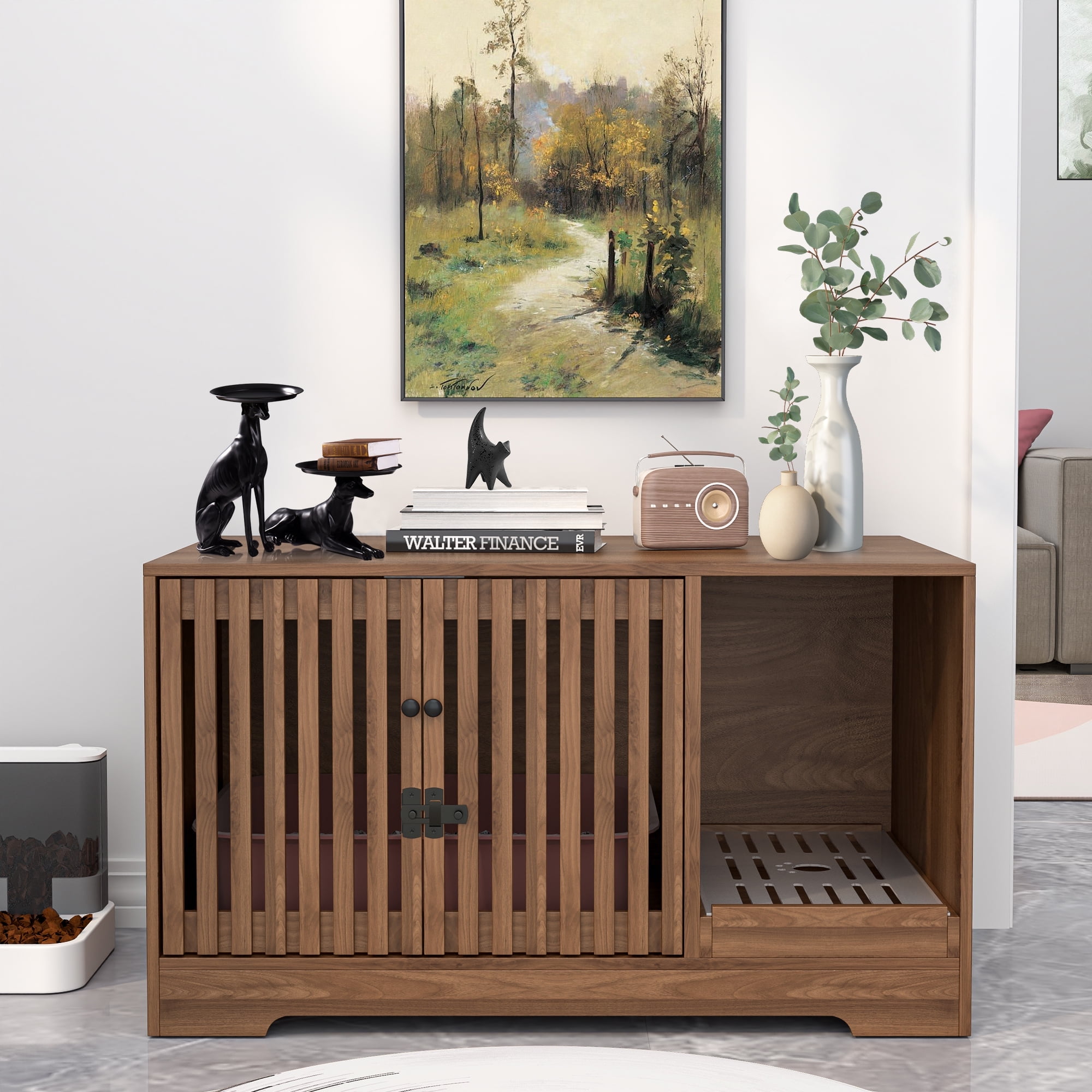 Oubayajia Cat Litter Box Cabinet with Doors, Litter Box Furniture ...