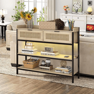 LAZZO Rattan Console Table with 3 Drawers - Walmart.com