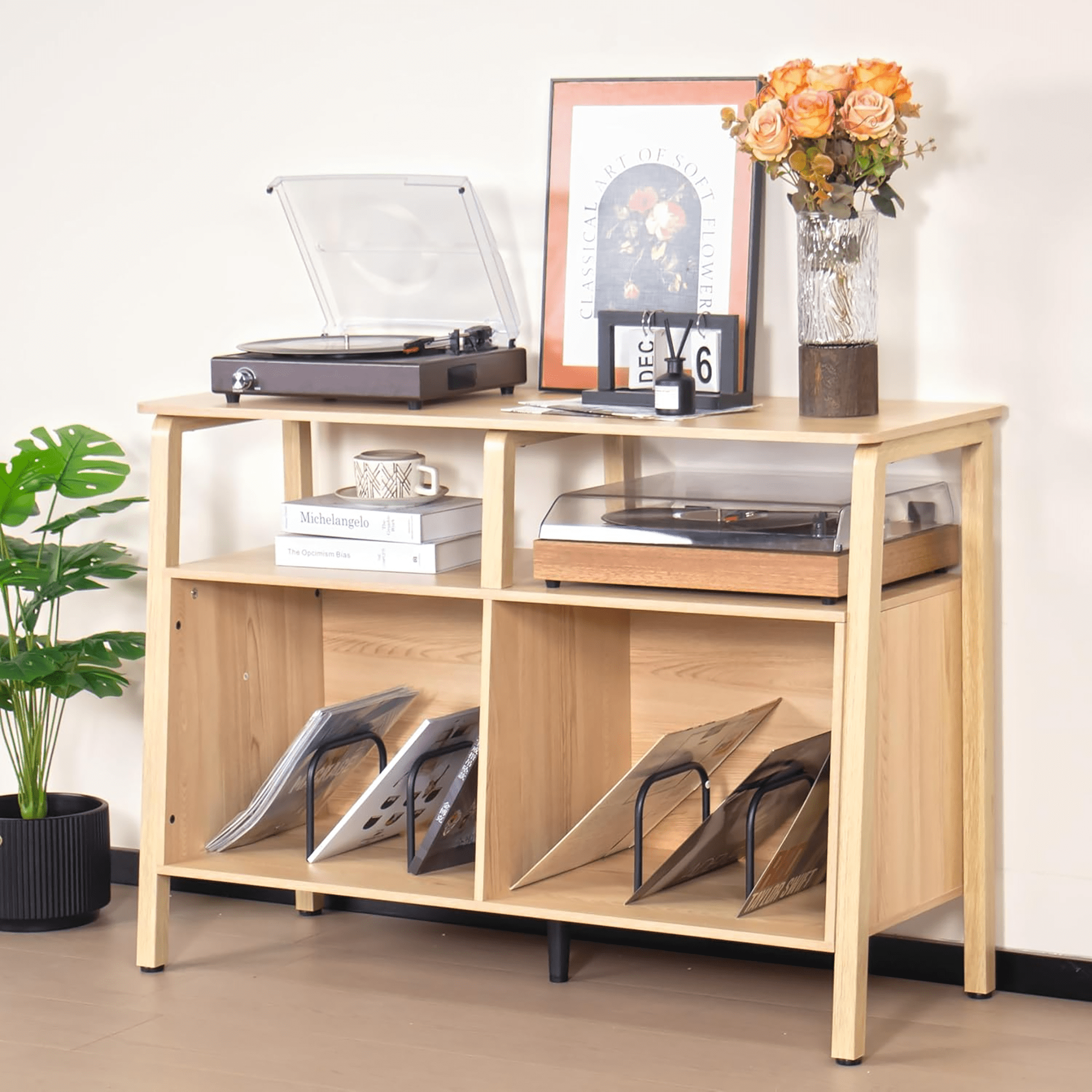 Oubayajia Large Record Player Stand, Vinyl Record Storage Display Shelf ...