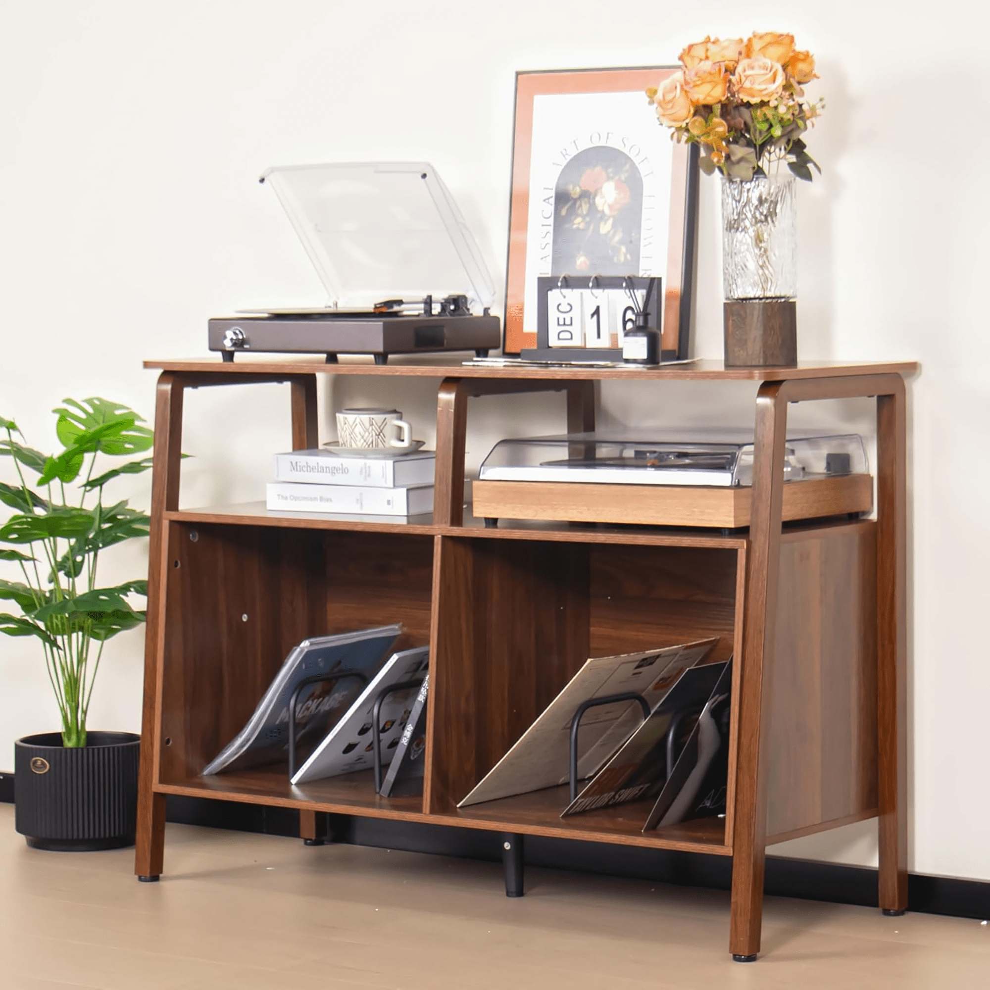 Oubayajia Large Record Player Stand, Vinyl Record Storage Display Shelf ...