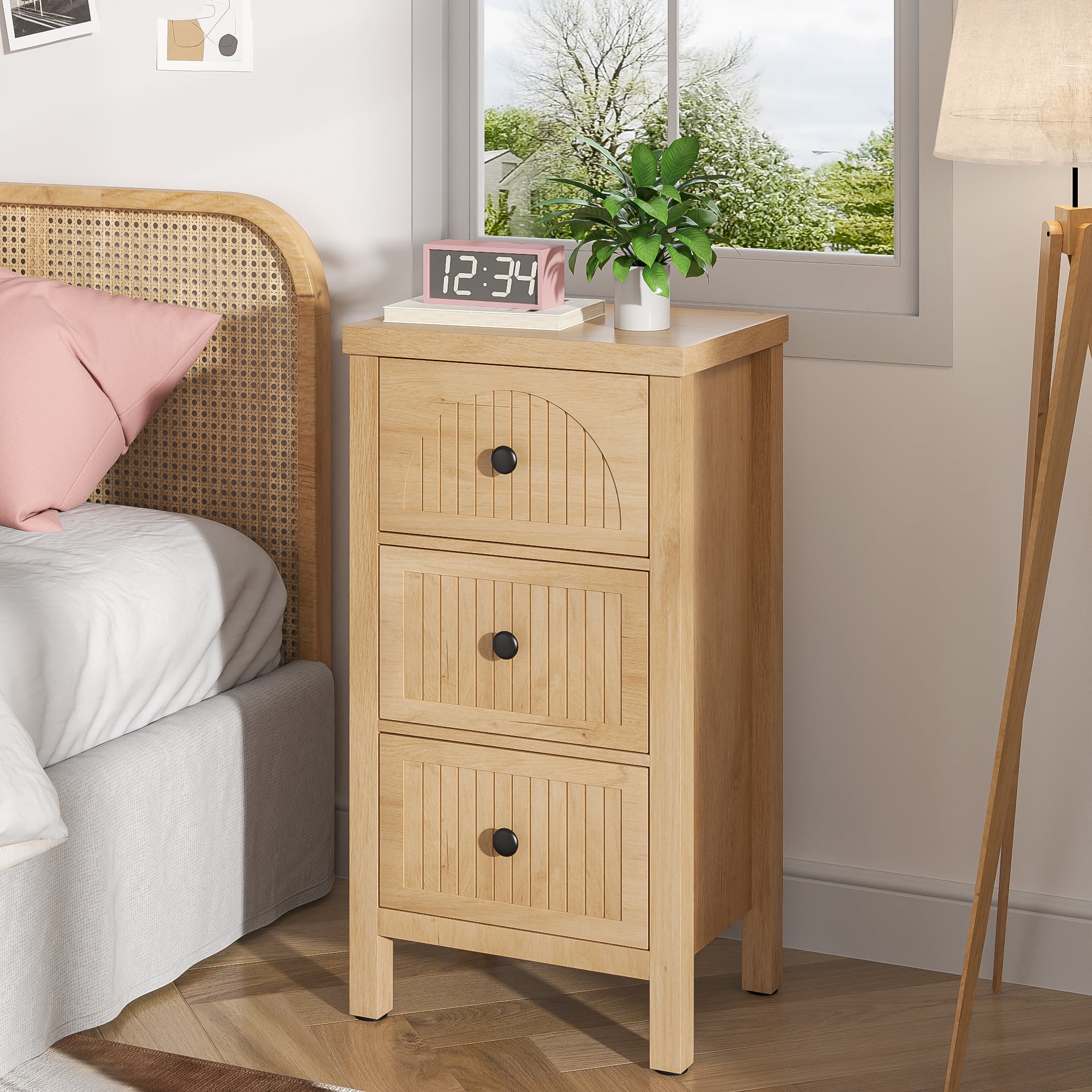 Oubayajia Mid Century Modern Chest of Drawers, Fluted Side Table with 3 ...