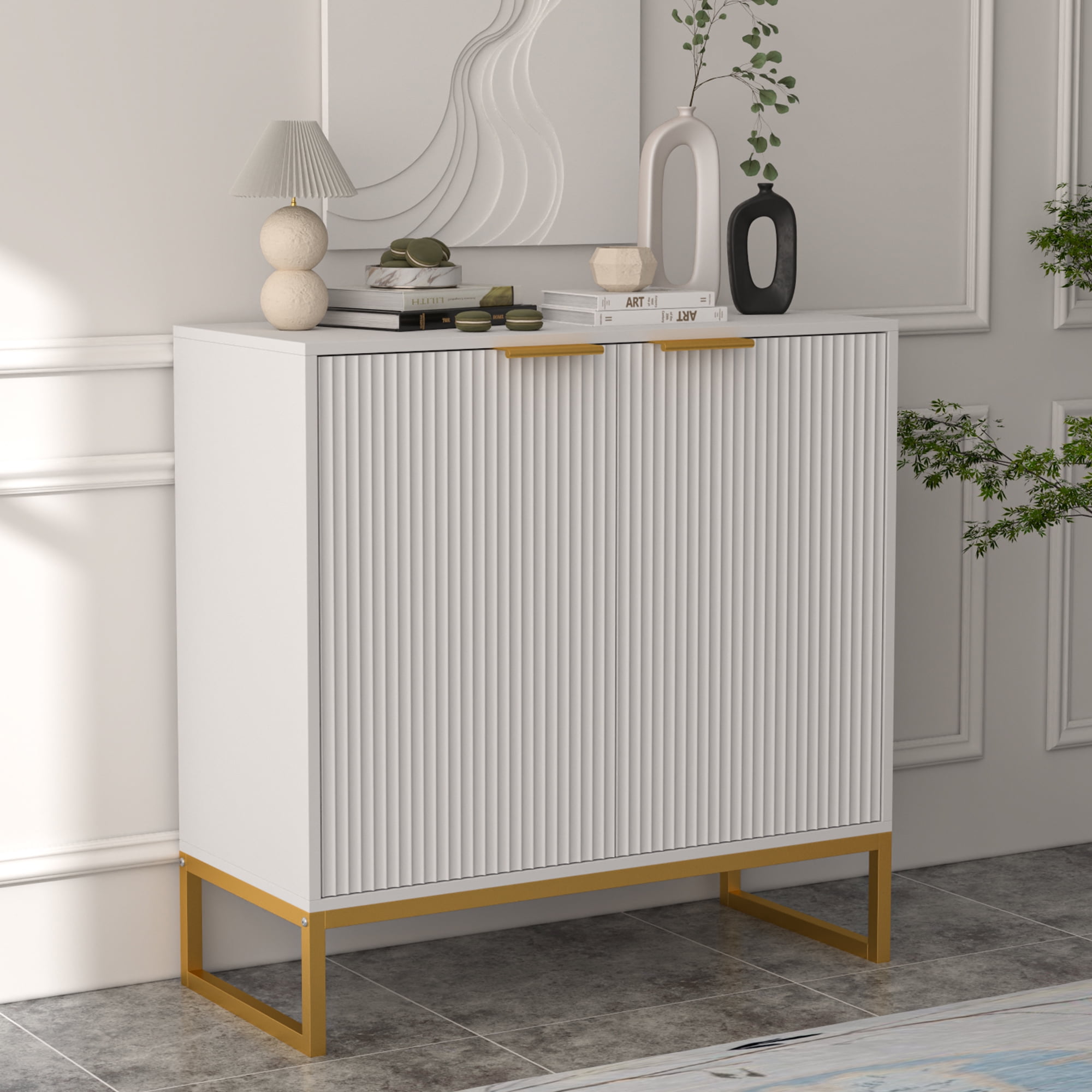 Oubayajia Modern Fluted Sideboard Buffet Cabinet Kitchen Storage ...