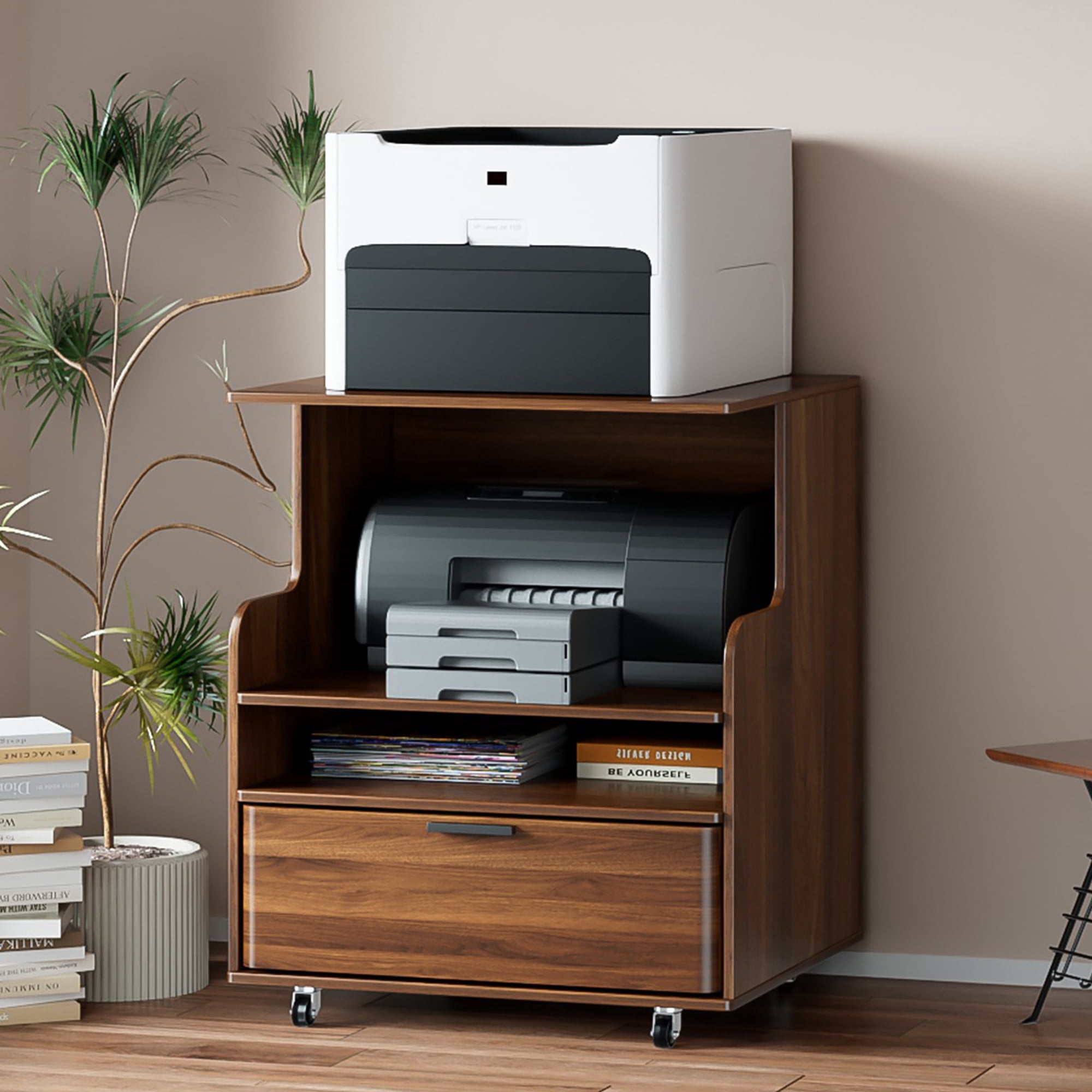 Oubayajia Printer Stand, 3 Tier Rolling Printer Cart with Wheels and ...