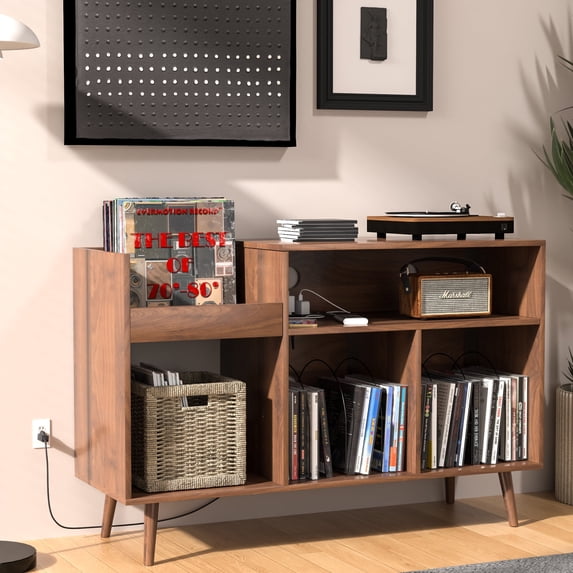 Oubayajia Record Player Stand, Vinyl Turntables Stand with Power Outlet ...