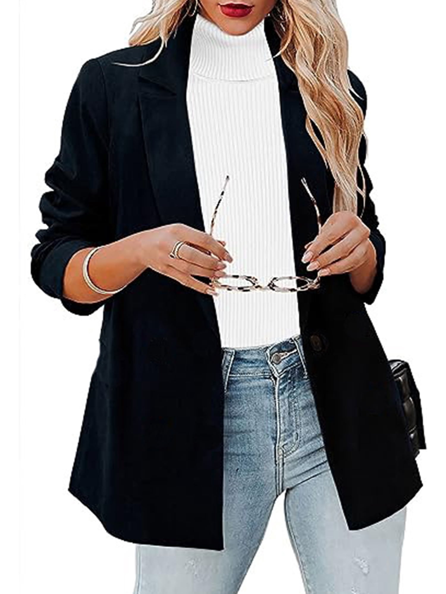 Oucaili Ladies Business Jackets Long Sleeve Outwear Blazer Casual ...