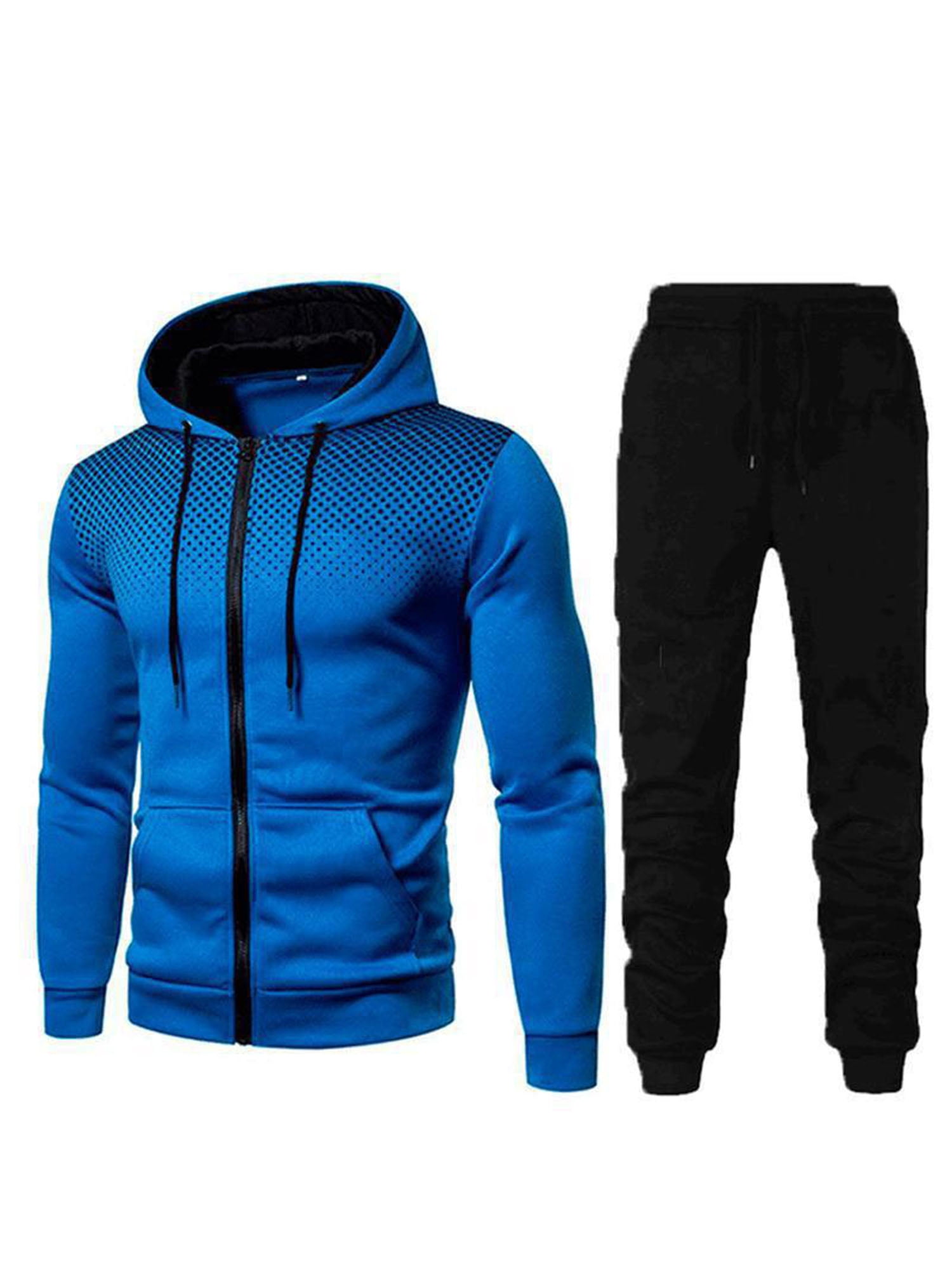 Oucaili Men Jogger Sets Hooded Sweatsuit Pockets Tracksuit Set Beam ...