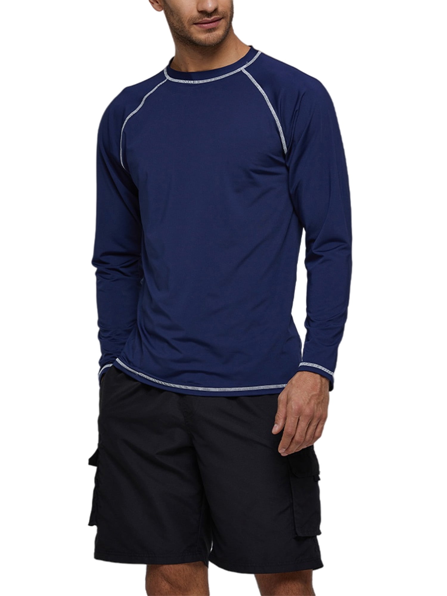 Oucaili Men Swimwear Crew Neck Surfing Swimsuit Color Block Beachwear ...