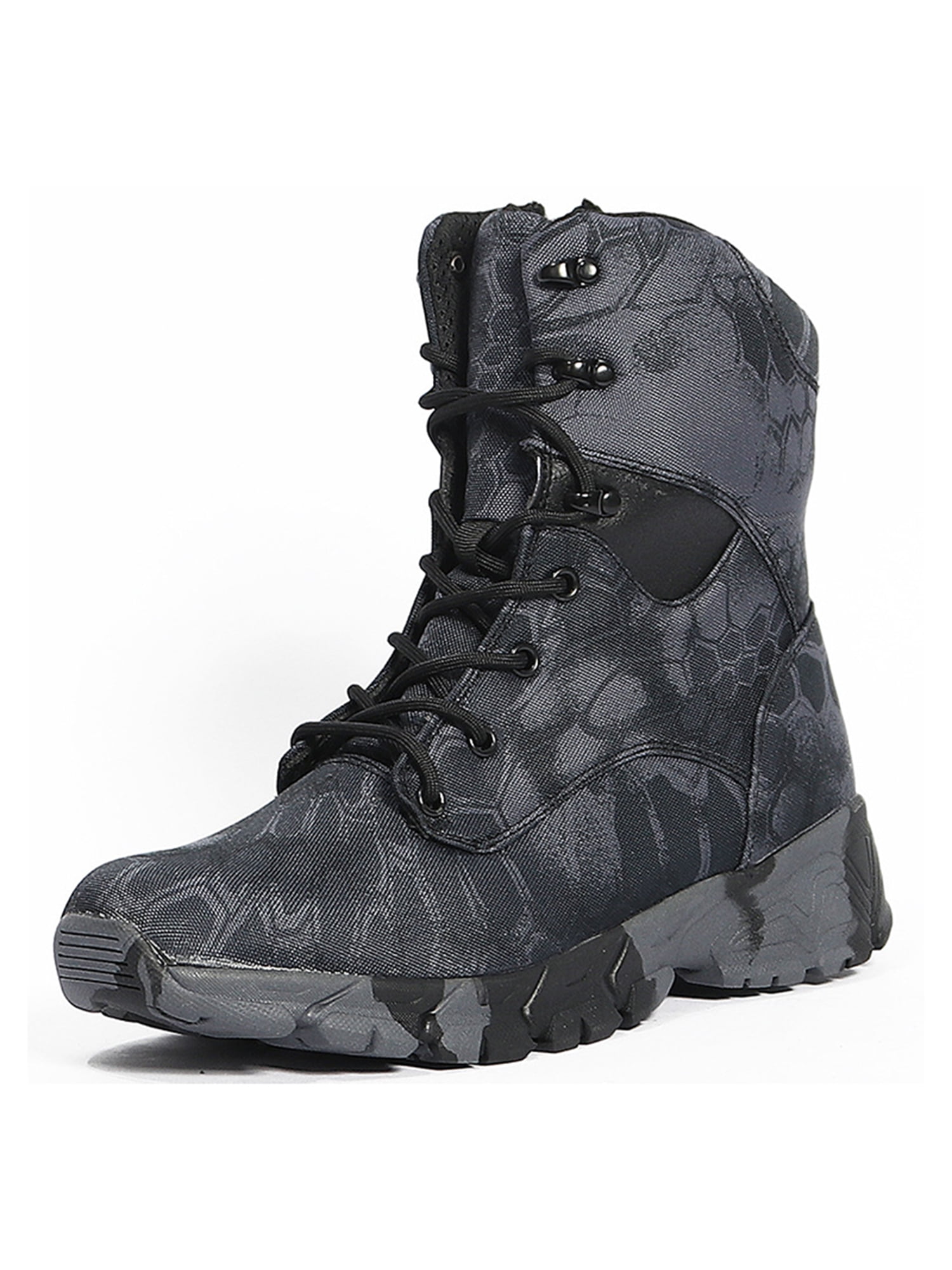 Oucaili Mens Combat Boots Camouflage Hiking Booties High Top Military ...