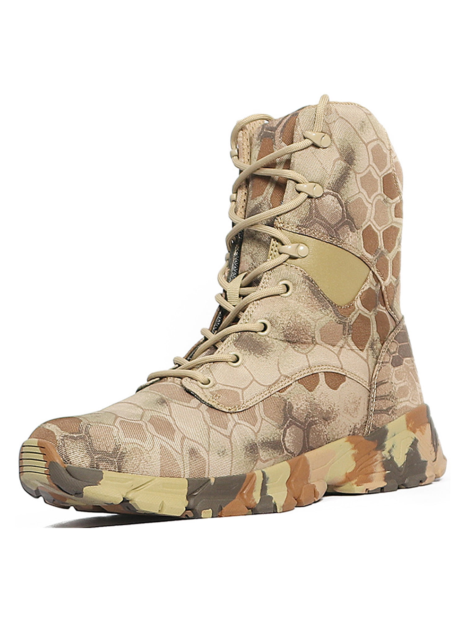 Oucaili Mens Combat Boots Camouflage Hiking Booties High Top Military ...