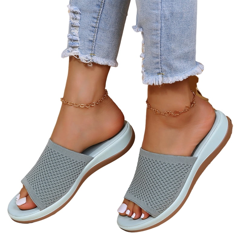 Oucaili Women Orthotic Slides Sandals Open Toe Slip On Shoes Comfy ...