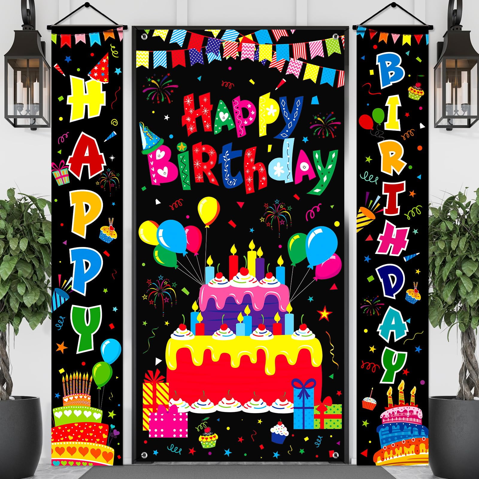 Oudain 3 Pack CORNET Colorful Happy Birthday Decorations Rainbow ...