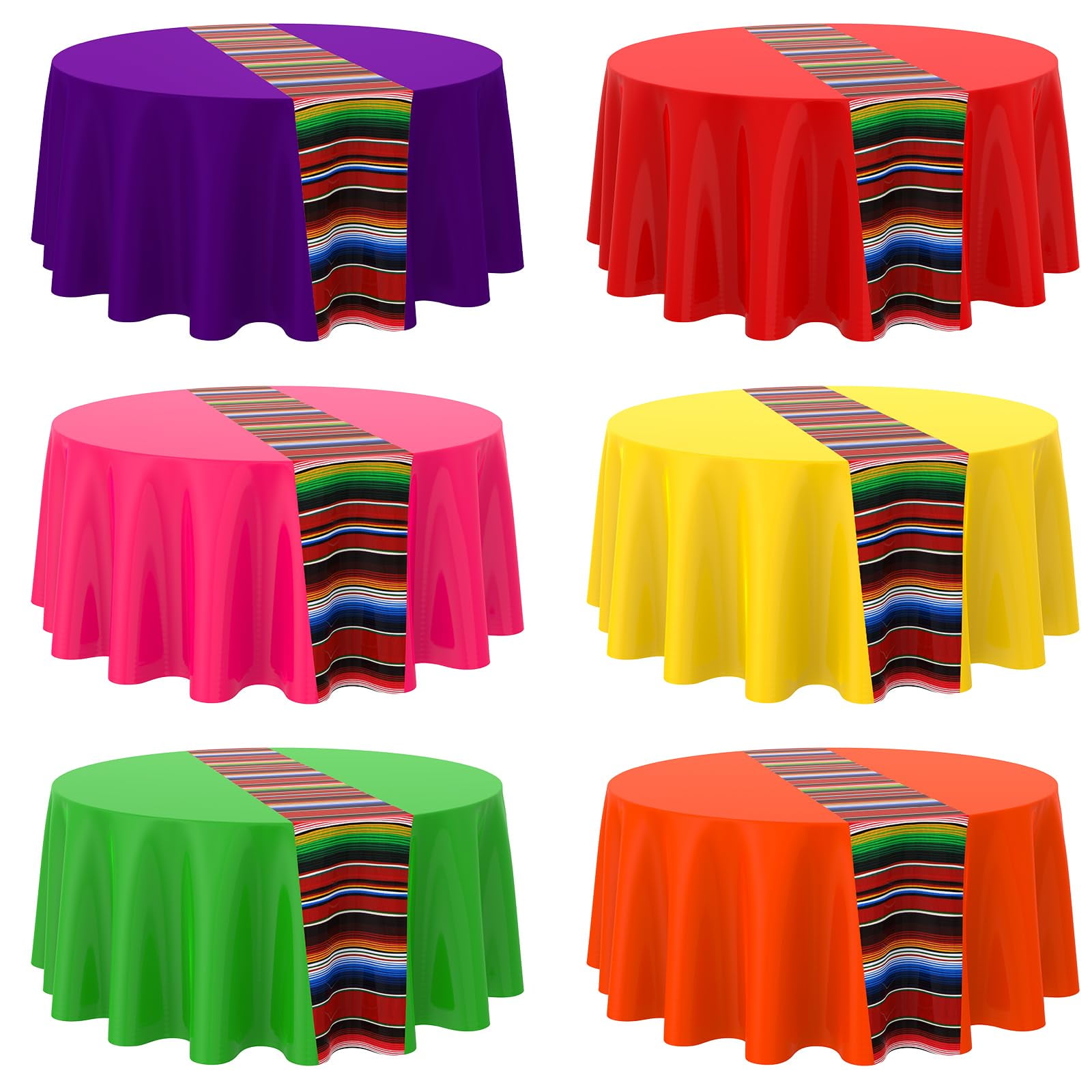 Oudain 6 Pcs Mexican Fiesta Tablecloth 84 Inch Plastic Tablecover ...