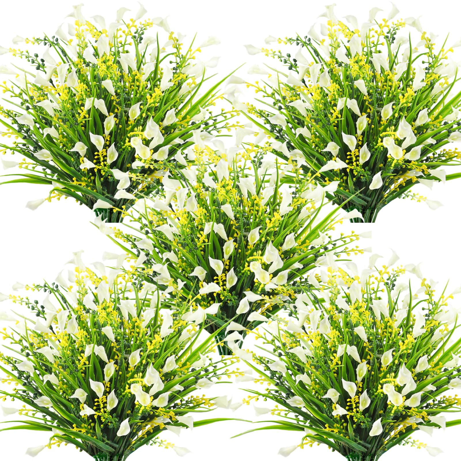 Ouddy Decor 20 Bundles Artificial Flowers for Outdoors, Fake Calla Lily Flowers UV Resistant ...