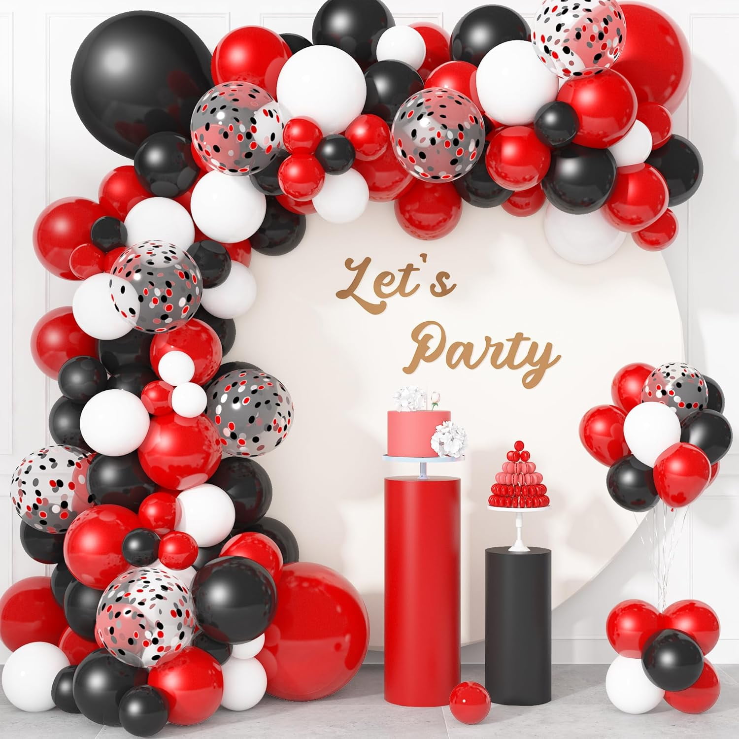 Ouddy Life 133Pcs Red and Black Balloons Garland Arch Kit for Red and ...