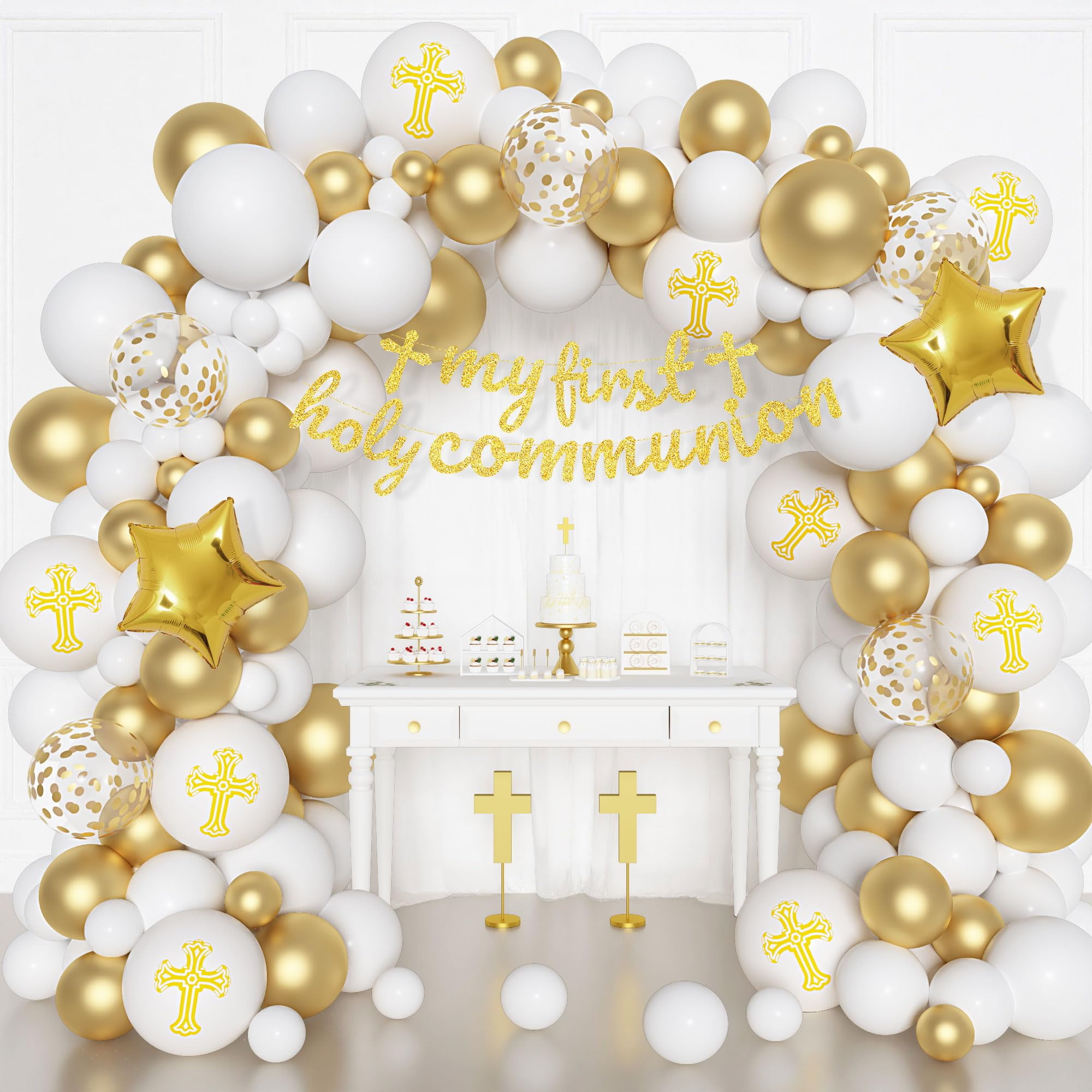 Ouddy Life 150 Pcs MMF7 First Communion Decorations, Holy Balloons Arch ...