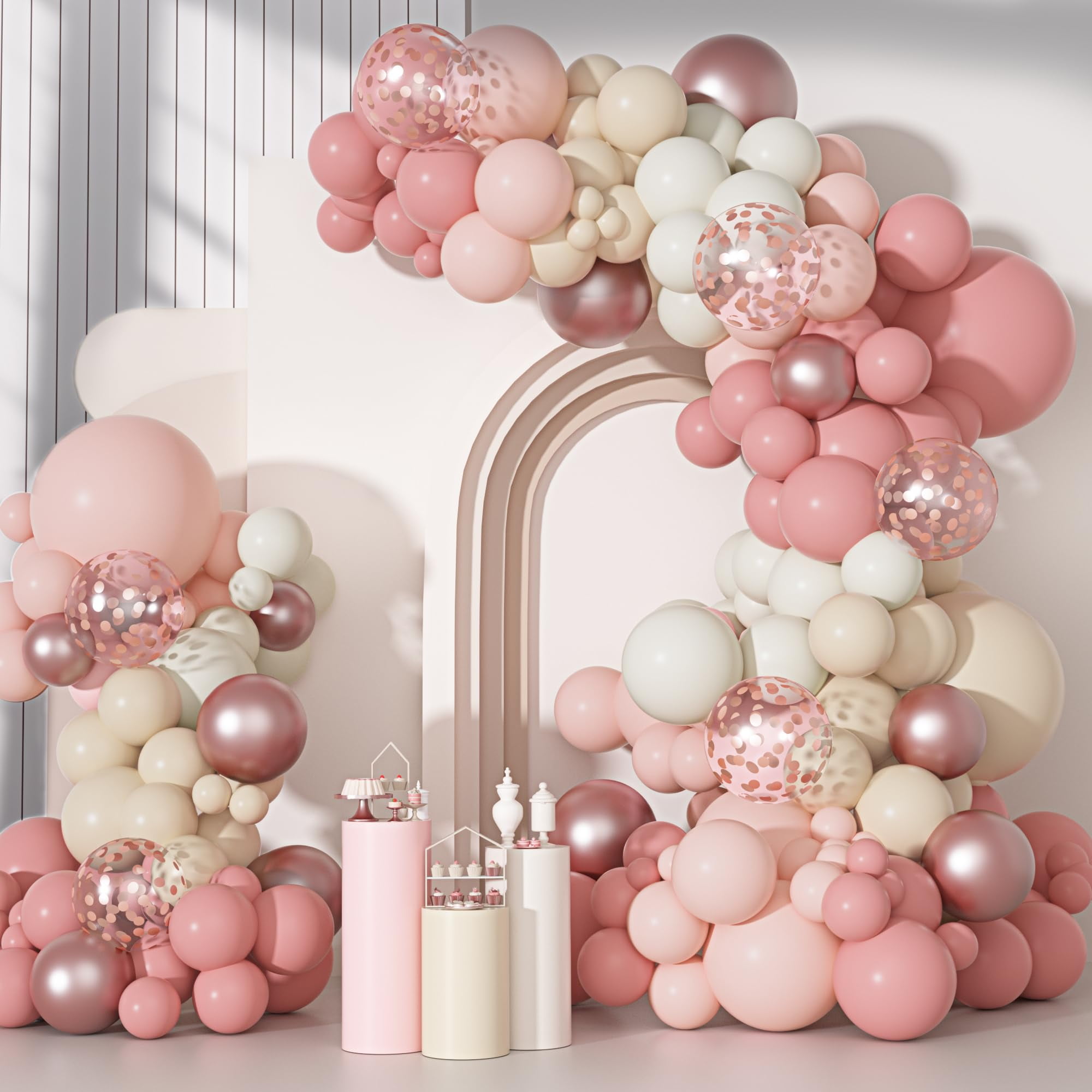 Ouddy Party 18"–5" Dusty Pink Balloon Garland Kit – Boho Latex Balloons ...