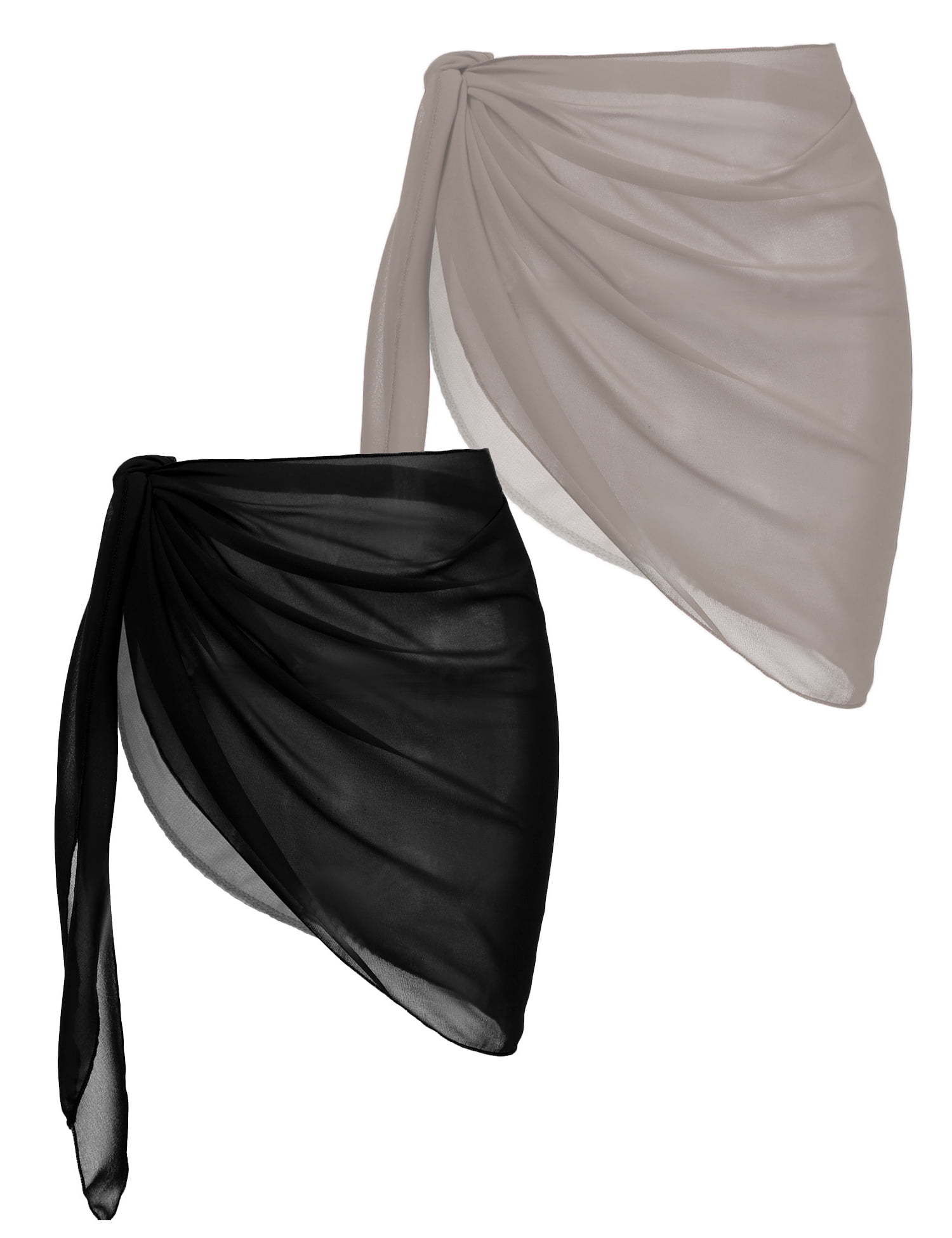 Oudiya 2 Pack Women Beach Sarongs Sheer Chiffon Bikini Wrap Skirt Cover ...