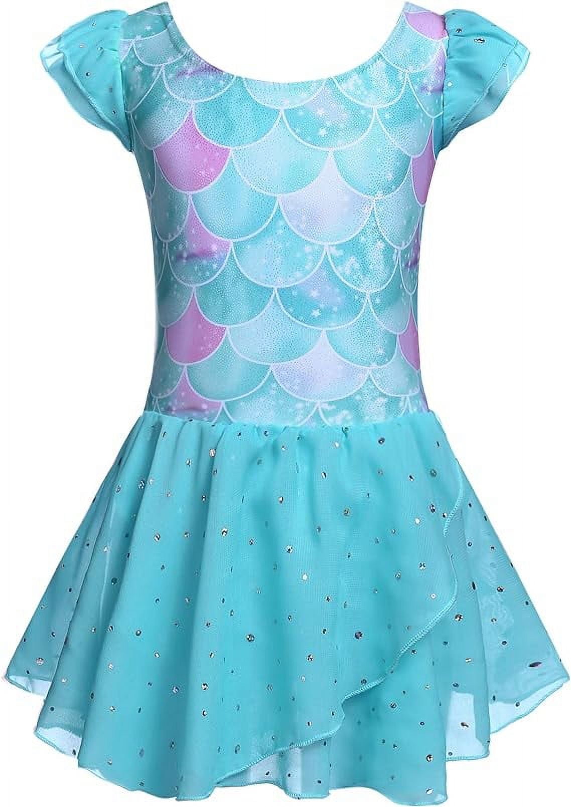 Oudiya Girls Ruffle Sleeve Ballet Leotard, 3-9 Years, Tutu Skirt ...