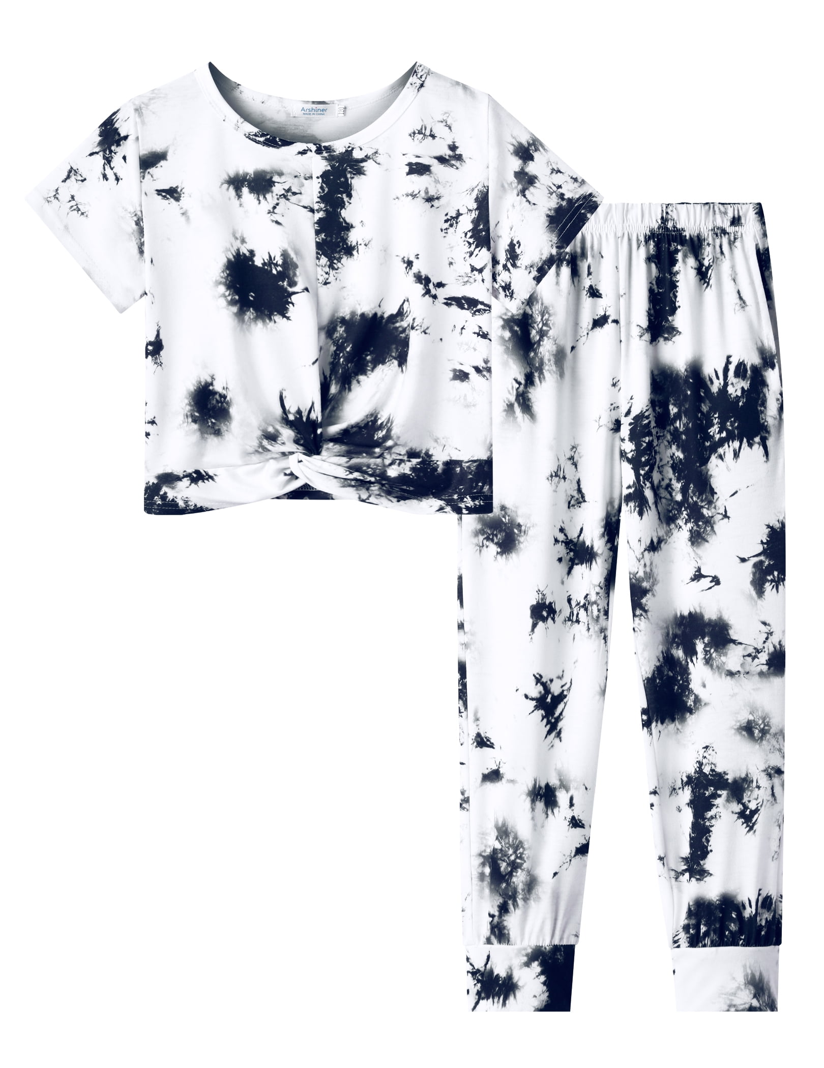 Oudiya Girl's Summer Clothing Set Short Sleeve Crop Top and Sweatpants ...