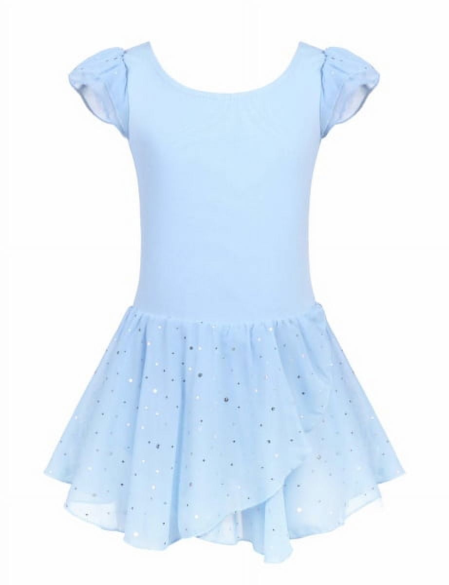 Oudiya Girls Ballet Dance Dress, Ruffle Sleeve Leotard with Sparkle ...