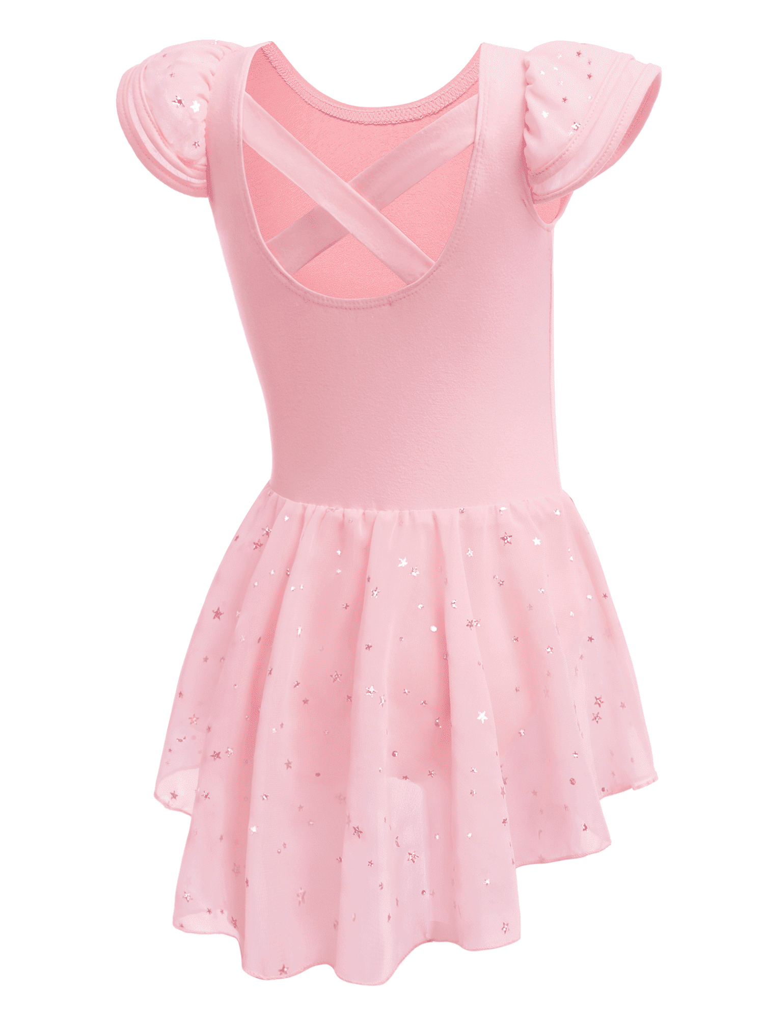 Oudiya Girls Ballet Dress Ruffle Sleeve Dance Leotard with Skirt Criss ...