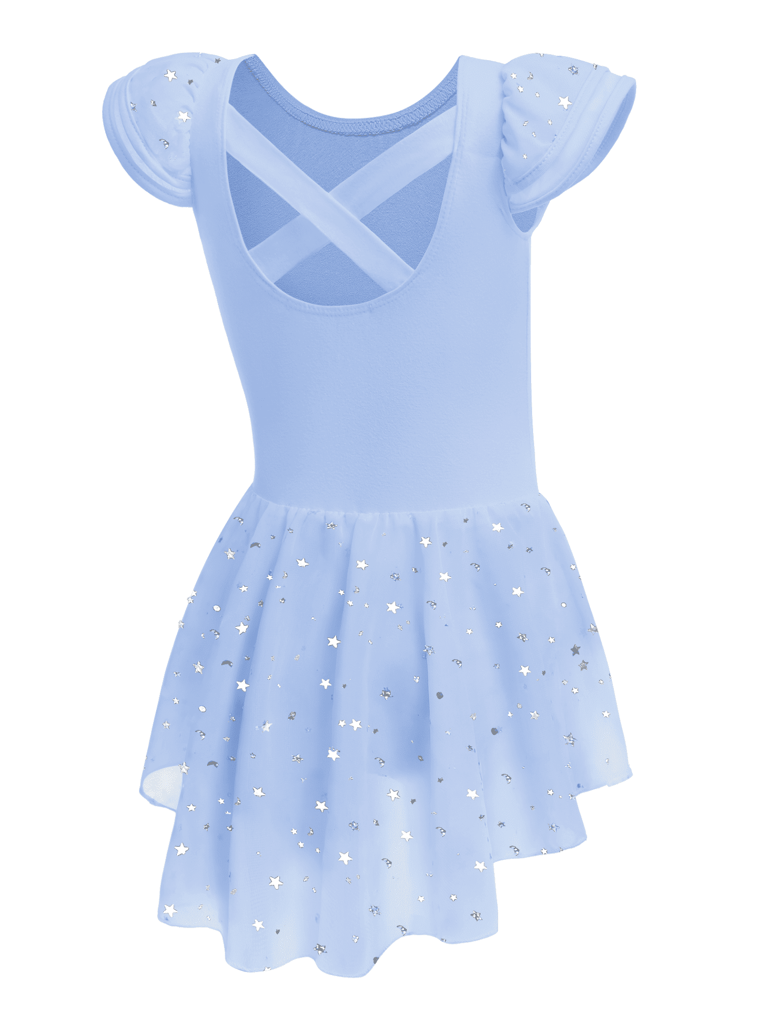 Oudiya Girls Ballet Dress Ruffle Sleeve Dance Leotard with Skirt Criss ...