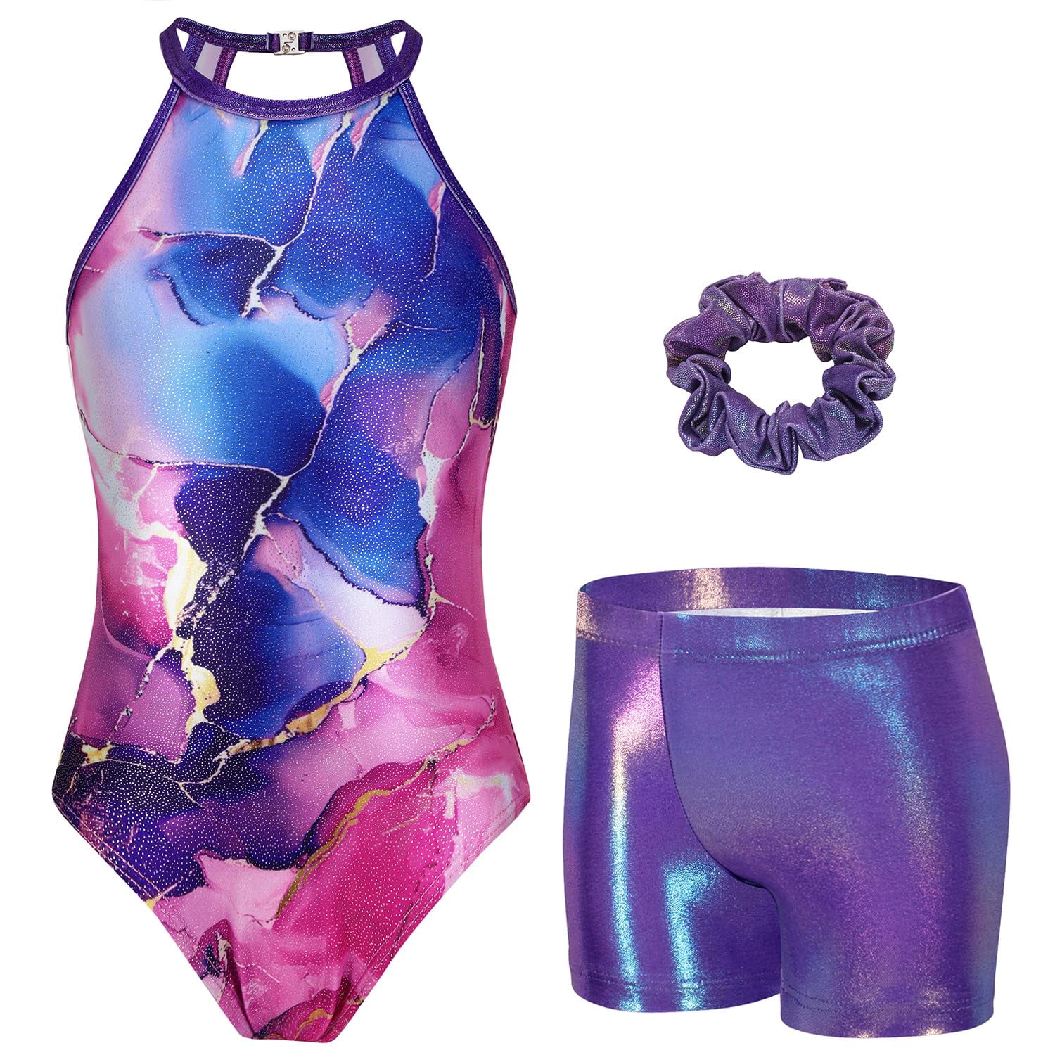 Oudiya Girls Gymnastics Leotards Sparkly Sleeveless Clasp Back Dance ...