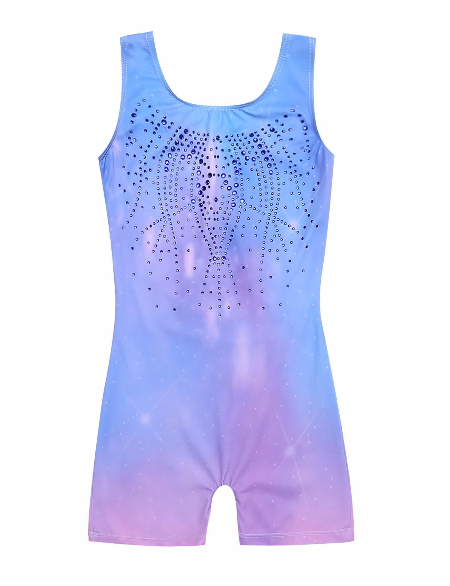 Oudiya Girls' Gymnastics Leotards With Shorts Sparkly Biketards ...