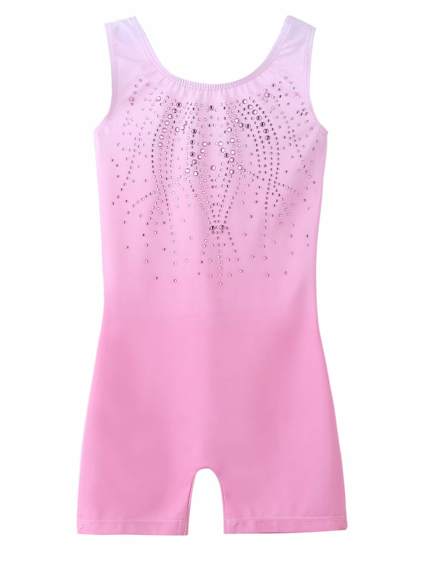 Oudiya Girls' Gymnastics Leotards With Shorts Sparkly Biketards ...