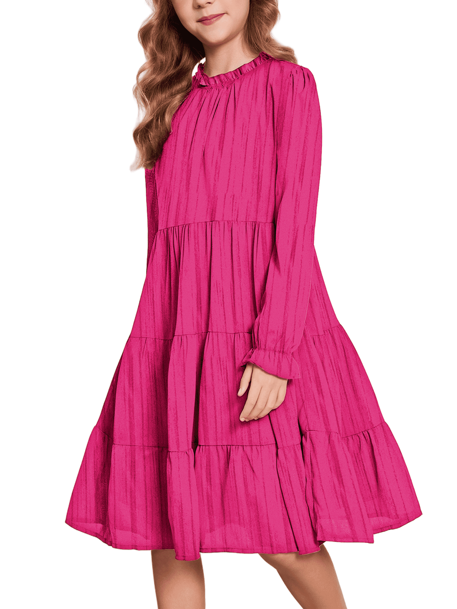 Oudiya Girls Long Sleeve Party Dress Formal Fall Winter Holiday Midi ...