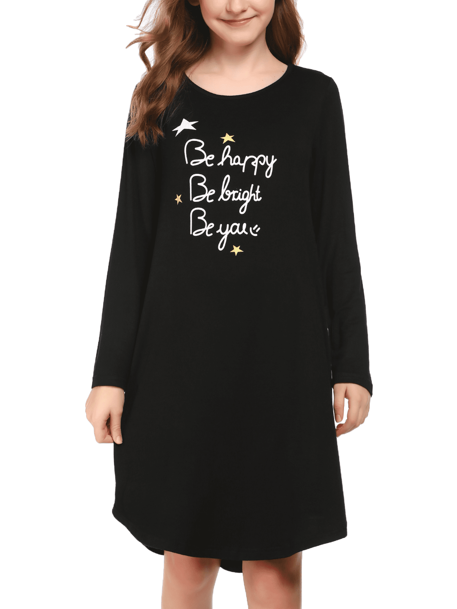 Oudiya Girls Long Sleeve Nightgowns Soft Print Pajamas Sleepwear ...